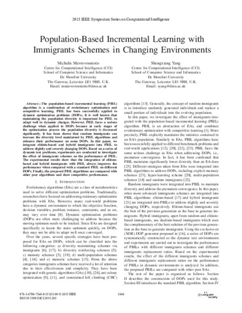 Pdf Population Based Incremental Learning With Immigrants Schemes In