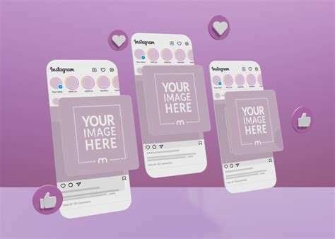 3d Instagram Social Media Post Set Mockup Mediamodifier
