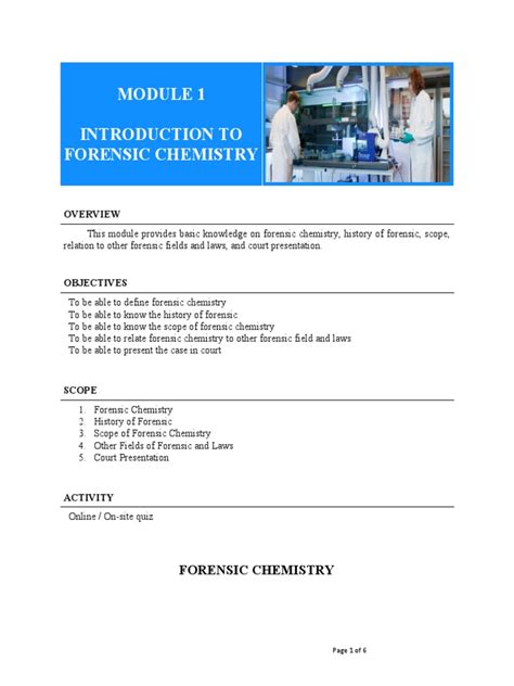 Module 1 Introduction To Forensic Chemistry Pdf Forensic Science Expert Witness