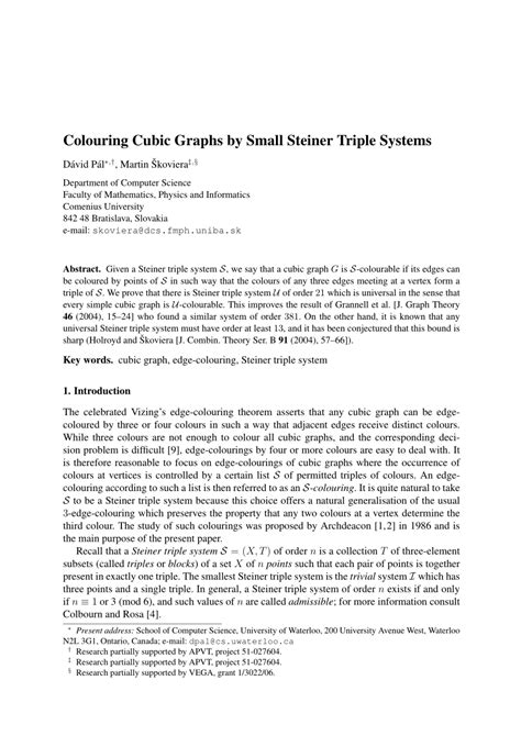 Pdf Colouring Cubic Graphs By Small Steiner Triple Systems