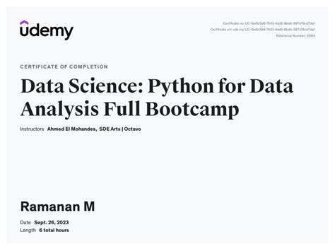 Python Dataanalysis Certification Professionaldevelopment Ramanan M