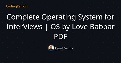 Complete Operating System For Interviews Os By Love Babbar Pdf Codingkaro Blog Codingkaro