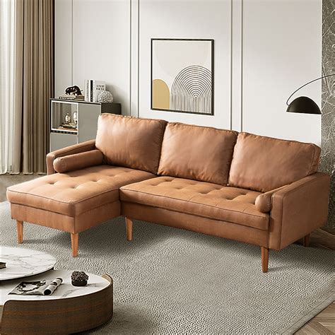Ovios 8307 In Casual Light Brown Left Chaise Suede Sectional Ogfl200