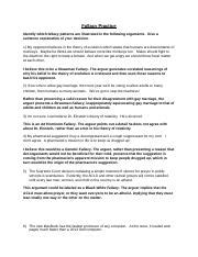 Fallacy Practice Dowden Submission Docx Fallacy Practice Identify Which Fallacy Patterns Are