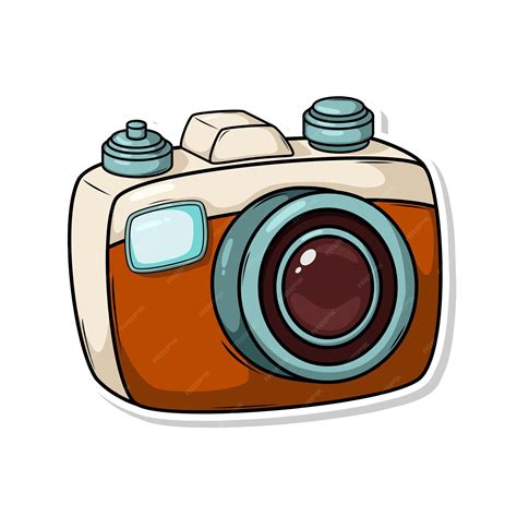 Premium Vector A Cartoon Drawing Of A Camera With A Lens Cap