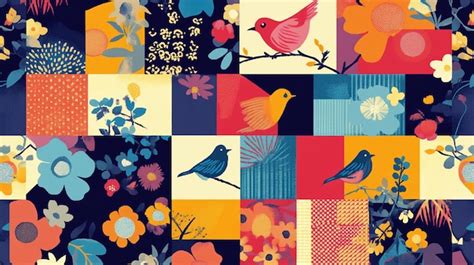 Features Bright And Colorful Patchwork Patterns Premium Ai Generated