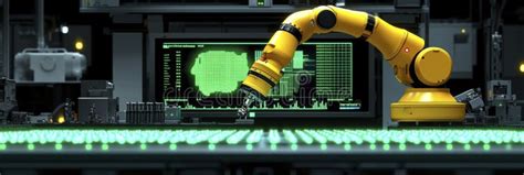 Yellow Robotic Arm Performs Detail Oriented Assembly Stock Illustration Illustration Of