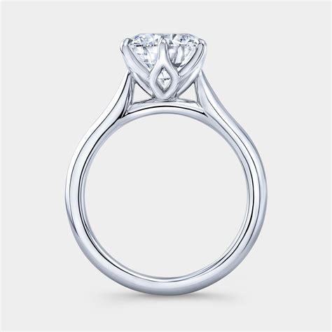 Round Diamond 6 Prong Tulip Tapered Cathedral Solitaire Platinum Engag