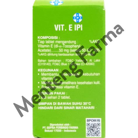Ipi Vitamin E 30 Tablet Memelihara Kesehatan Kulit Apotek