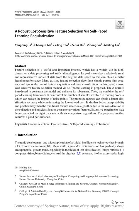 A Robust Cost Sensitive Feature Selection Via Self Paced Learning