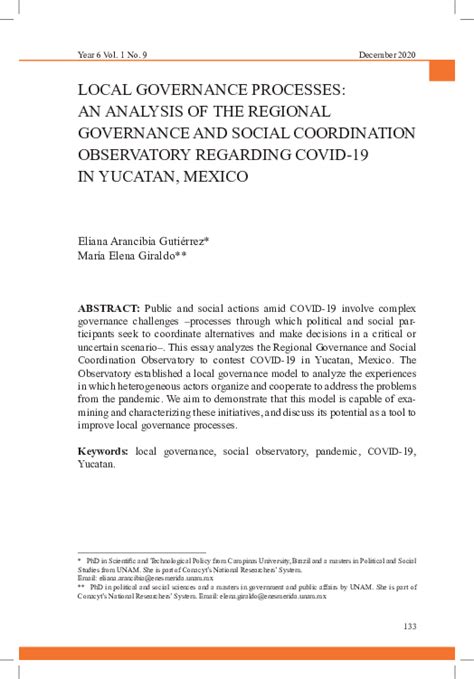 Pdf Local Governance Processes An Analysis Of The Regional