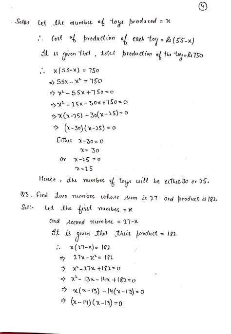 Quadratic Equation Handwritten Notes For 10th Math