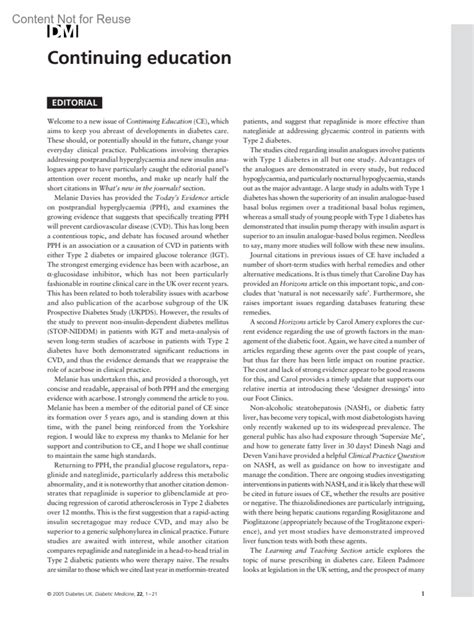 Nurse Prescribing In Diabetes Care Diabetic Medicine Supplement