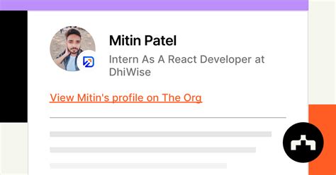 Mitin Patel Intern As A React Developer At Dhiwise The Org