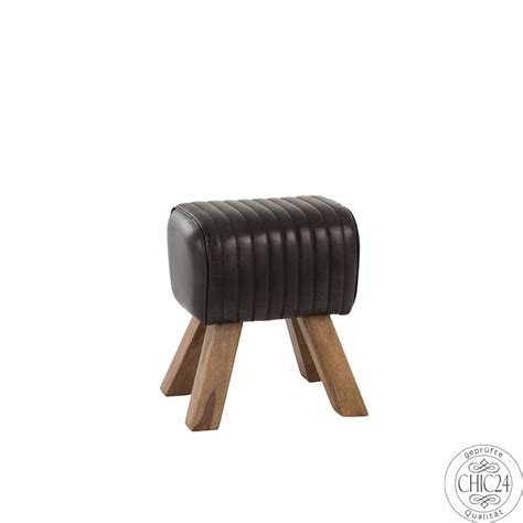 Puff Leather Wood Black Nat Chic24 Buy Vintage Furniture And Indu € 149 00