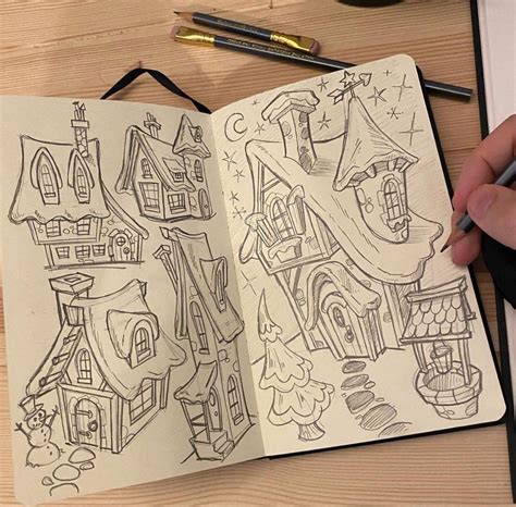 Creative Hand Drawings In A Notebook
