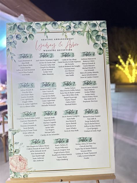 Table Assignment Chart Wedding Reception Tables Wedding Event Planning Event Planning