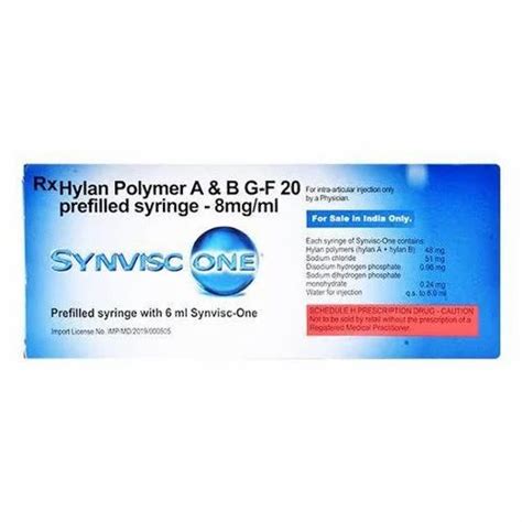 Synvisc One Injection At Rs 17000 Hylan G F 20 In Gurugram Id