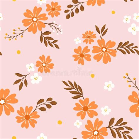 Floral Vector Seamless Pattern Delicate Botanical Wallpaper Repeatable Background With Leaves