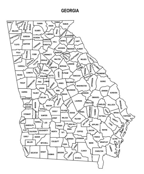 Georgia County Map Editable And Printable State County Maps