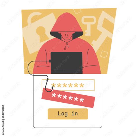 Vector Illustration Of A Hacker Conducting A Phishing Attack To Steal Passwords Highlighting