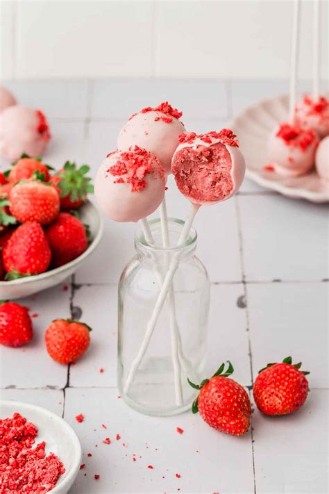 Homemade Strawberry Cake Pops With Cream Cheese Frosting