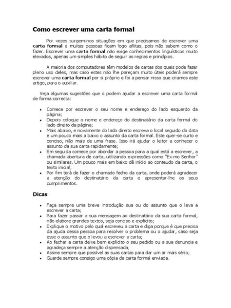 Guia Para Escrever Carta Formal Pdf