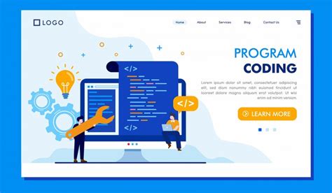 Premium Vector Program Coding Landing Page Website Illustration