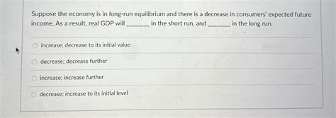 Solved Suppose The Economy Is In Long Run Equilibrium And