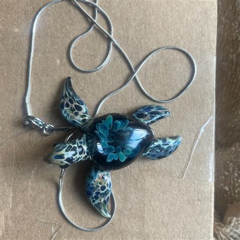 Glass Turtle Shell Sea Turtle Sea Shell Blown Glass Turtle Sculpture Lampwork Art T For Him