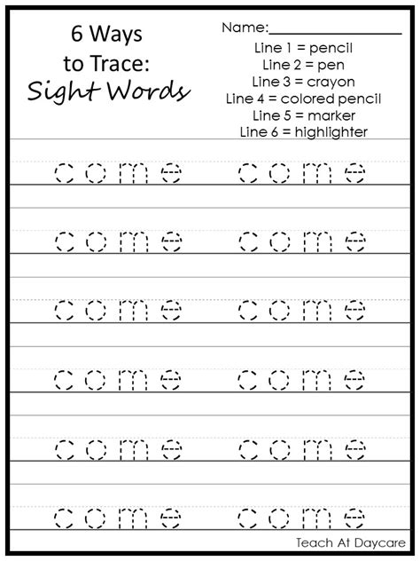 6 Ways To Trace Dolch Pre Primer Sight Words Worksheets Made By