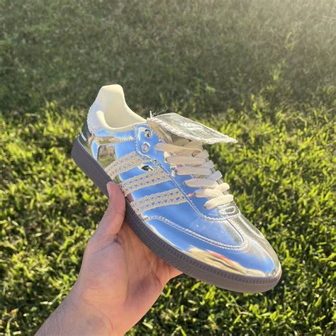 Silver Wales Bonner Sambas Size 95 No Box Tried Depop