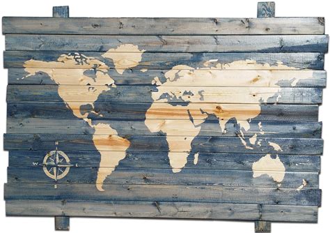 Rustic World Map On Wood Rustic Wall Art For Living Room Push Etsy