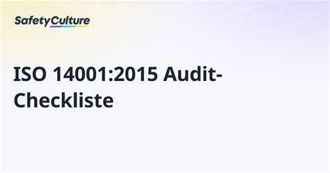 Iso 14001 2015 Audit Checkliste Free Template