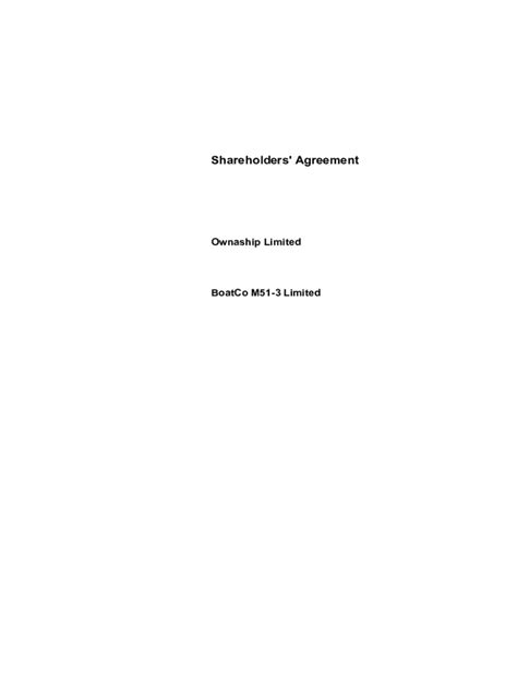 Fillable Online Form Of Shareholders Agreement Fax Email Print Pdffiller