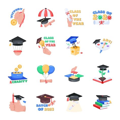 Premium Vector A Collection Of Icons For Class Of 20 And A Charity