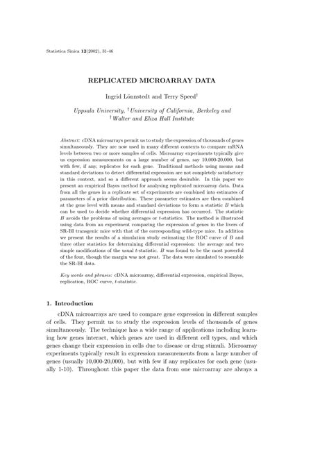 Pdf Replicated Microarray Data