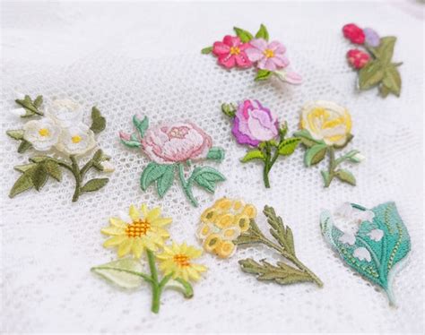 Embroidered Flower Patches Iron On Sew On Embroidery Etsy