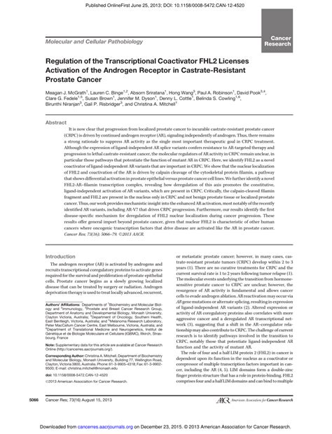 Pdf Regulation Of The Transcriptional Coactivator Fhl2 Licenses