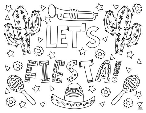 Fiesta Drawing Coloring Clipartmag Mexican Sheets Sketch Coloring Page