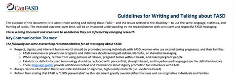 Canfasd Common Messages Guidelines For Talking And Writing About Fasd