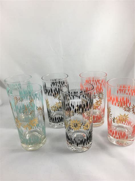 Atomic Modern Glassware Set Of 6 Mid Century Modern Bar Etsy