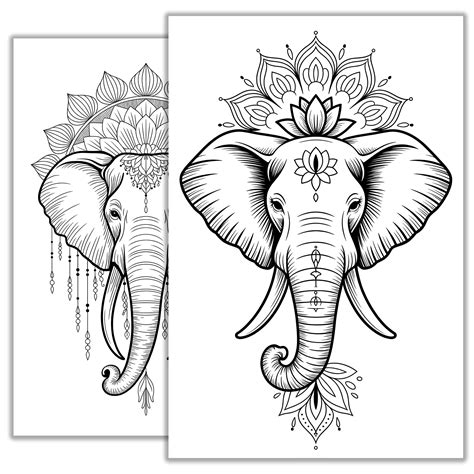 Elephant Outline Tattoo Stencil