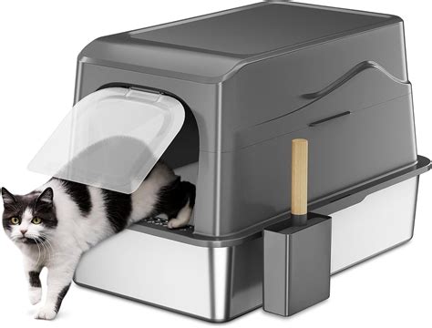 Covered Stainless Steel Litter Box With Removable Lid Extra Large