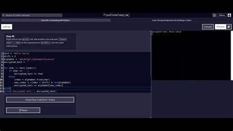 48 String Manipulation By Building A Cipher Freecodecamp Python Tutorial Youtube