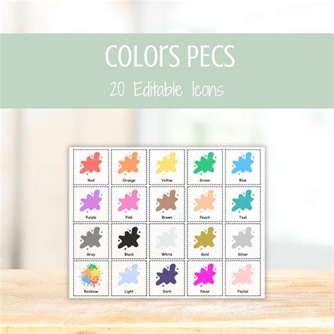 Colors Pecs Cards — Editable Aac Visuals Autism Nonverbal