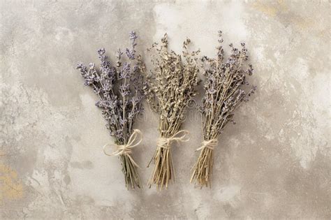 A Flat Lay Of Dried Herbs Tied With Twine Arranged On A Smooth Stone