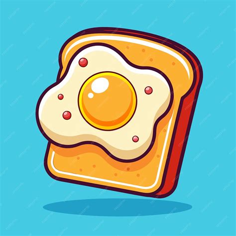 Cute Breakfast Toasted Bread With Egg Icon Illustration Premium Ai