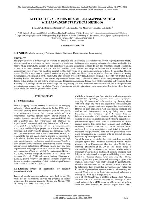 pdf accuracy evaluation of a mobile mapping system with advanced