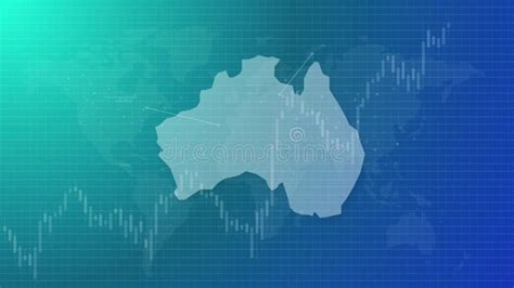 Australia Stock Financial Market Rising Positive Australian Map In Global Interconnected World
